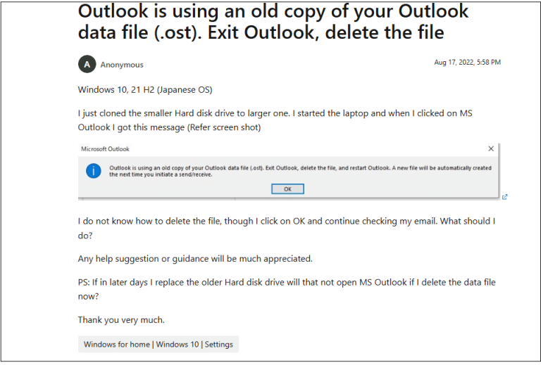 Outlook is using an Old Copy of your Outlook Data File - How to Fix It?